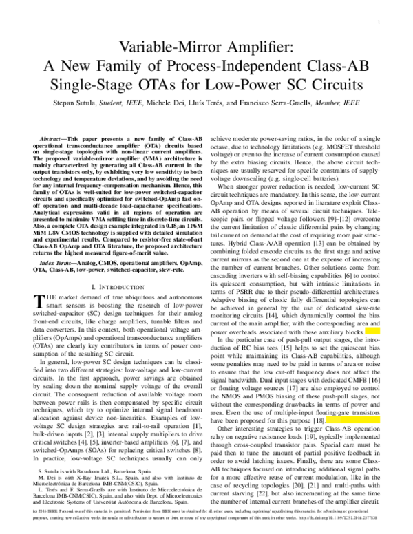 (PDF) Variable-Mirror Amplifier: A New Family of Process-Independent ...