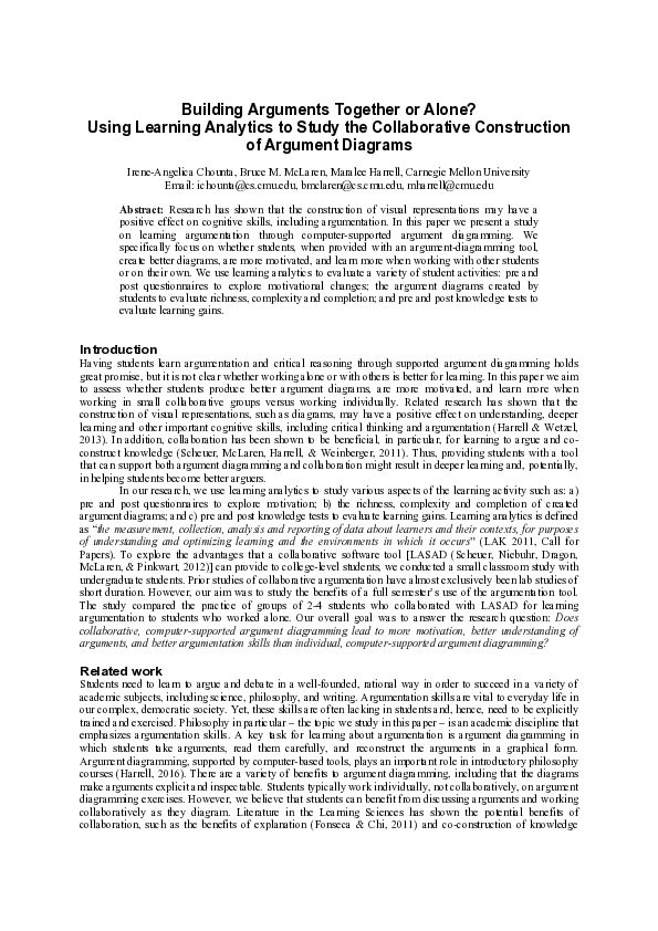 (PDF) Building Arguments Together or Alone? Using Learning Analytics to ...