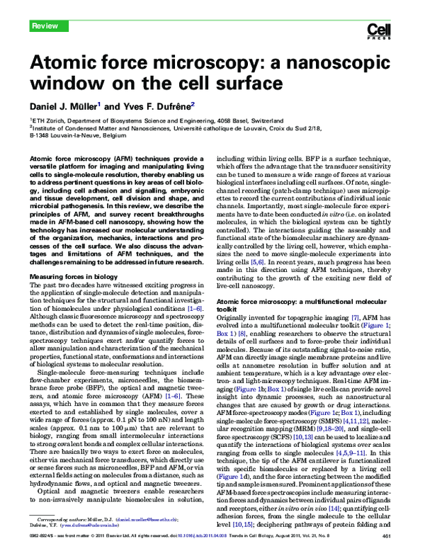 (PDF) Atomic force microscopy: a nanoscopic window on the cell surface