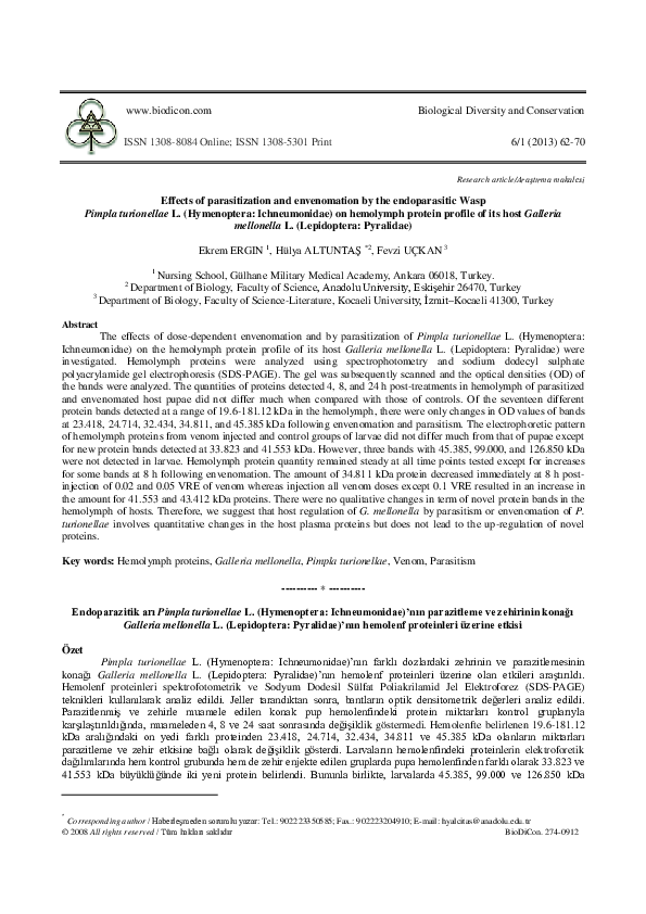 (PDF) Effects of parasitization and envenomation by the endoparasitic ...