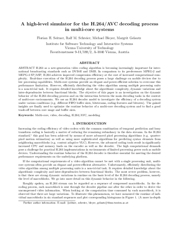(PDF) A high-level simulator for the H. 264/AVC decoding process in multi-core systems