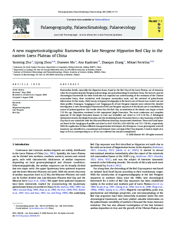 (PDF) A new magnetostratigraphic framework for late Neogene Hipparion ...