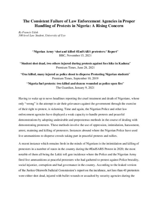 (PDF) The Consistent Failure of Law Enforcement Agencies in Proper ...