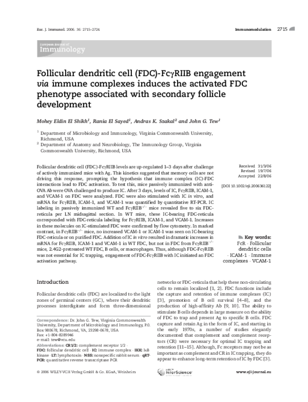 (PDF) Follicular dendritic cell (FDC)-FcγRIIB engagementvia immune ...