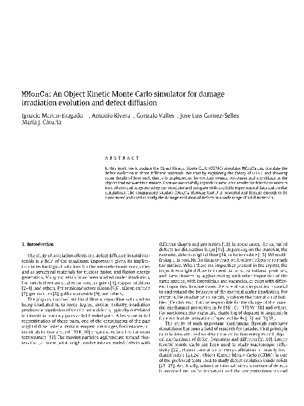 (PDF) MMonCa: An Object Kinetic Monte Carlo simulator for damage ...