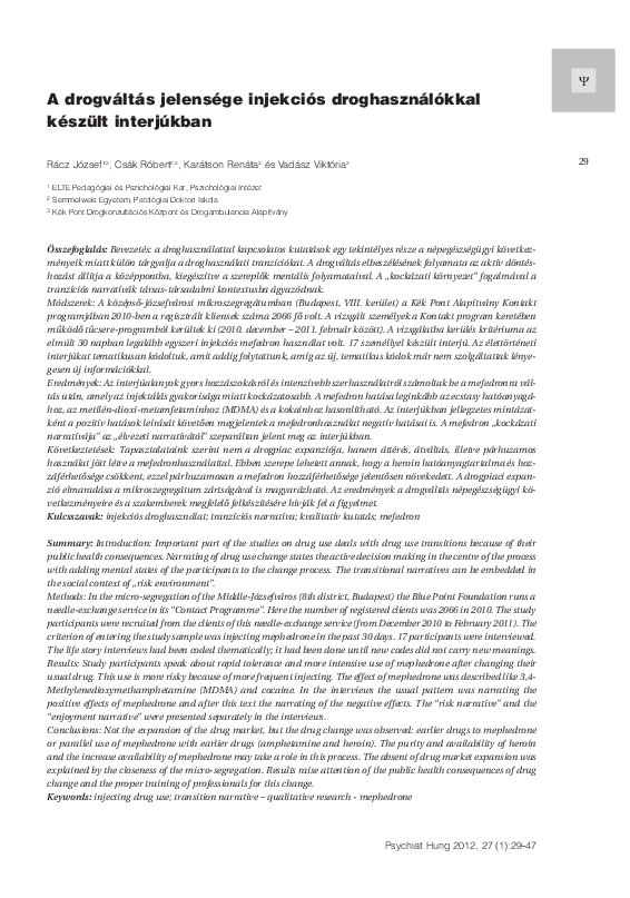 (PDF) [The phenomenon of drug change in the interviews with injecting ...