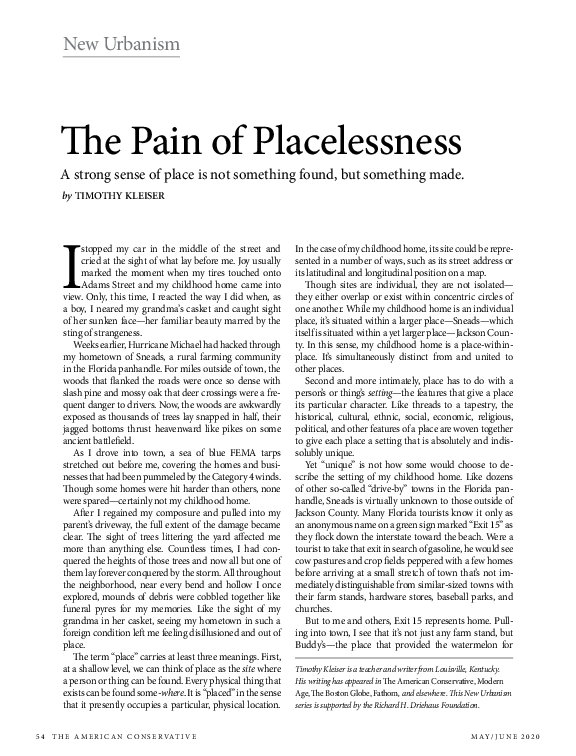 (PDF) The Pain of Placelessness