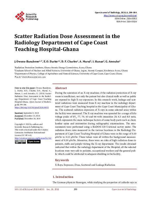 (PDF) Scatter Radiation Dose Assessment in the Radiology Department of Cape Coast Teaching ...