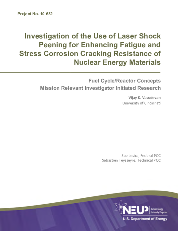 (PDF) Investigation of the Use of Laser Shock Peening for Enhancing Fatigue and Stress Corrosion ...