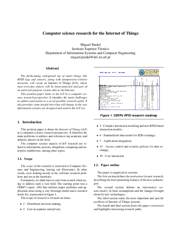 (PDF) Computer science research for the Internet of Things