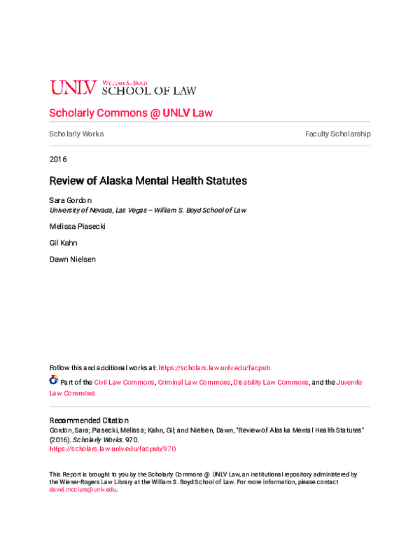 (PDF) Review of Alaska Mental Health Statutes | Melissa Piasecki ...