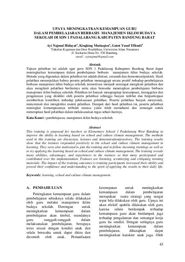 (PDF) Upaya Meningkatkan Kemampuan Guru Dalam Pembelajaran Paikem Melalui Supervisi