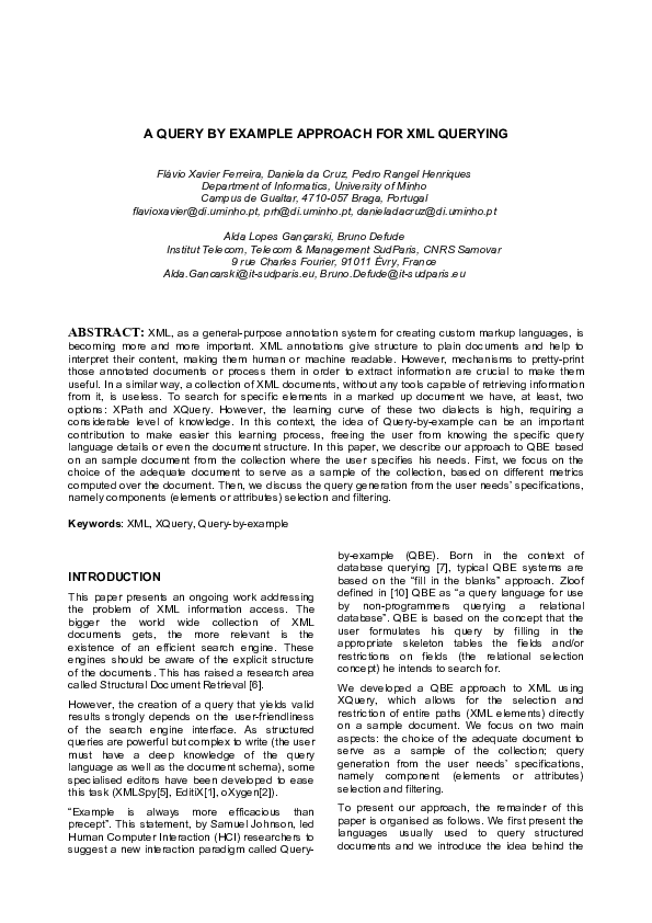 (PDF) GuessXQ: a query-by-example approach for XML querying