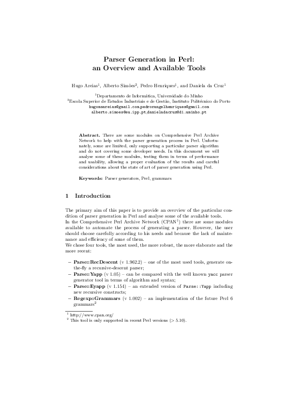 Pdf Parser Generation In Perl An Overview And Available Tools 