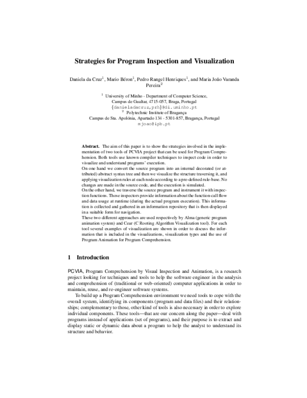 (PDF) Strategies for program inspection and visualization