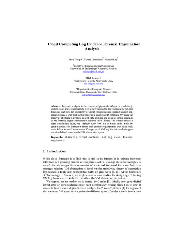 (PDF) Cloud Computing Log Evidence Forensic Examination Analysis