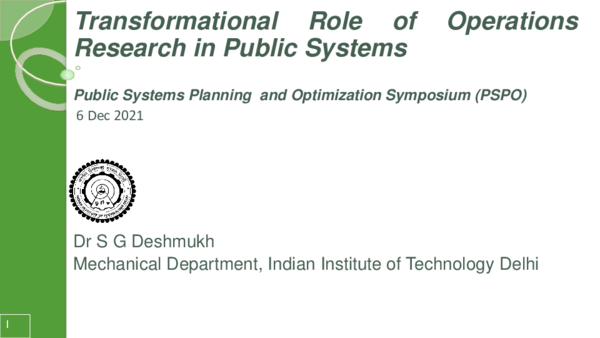 (PDF) Transformational Role of Operations Research in Public Systems