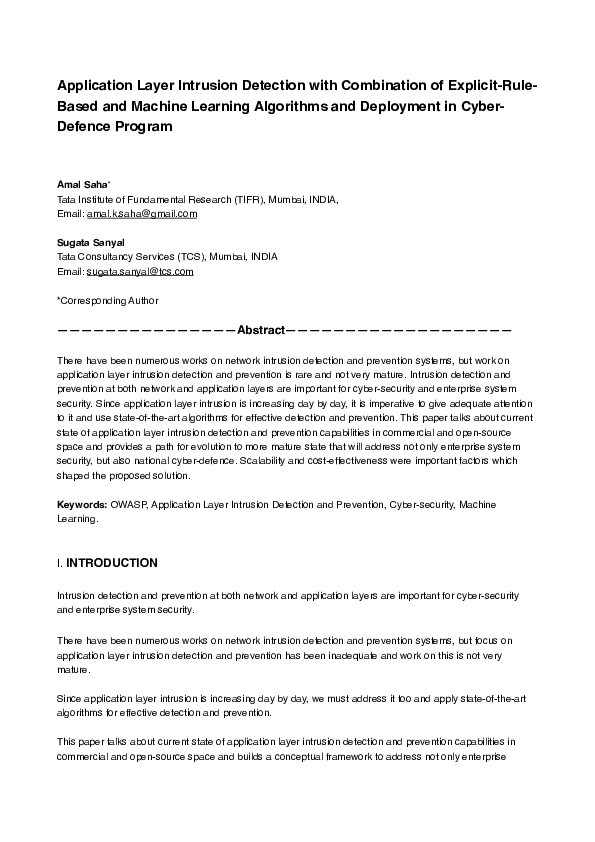 Pdf Application Layer Intrusion Detection With Combination Of