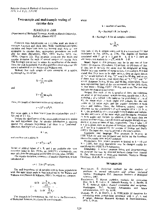 (PDF) Two-sample and multisample testing of circular data