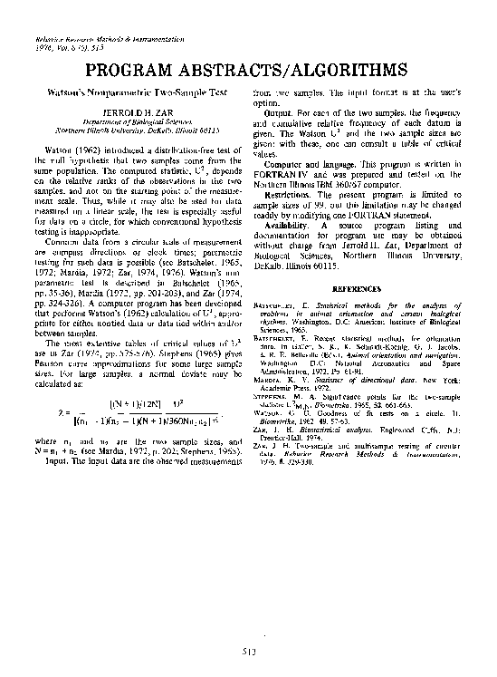 (PDF) Watson’s nonparametric two-sample test
