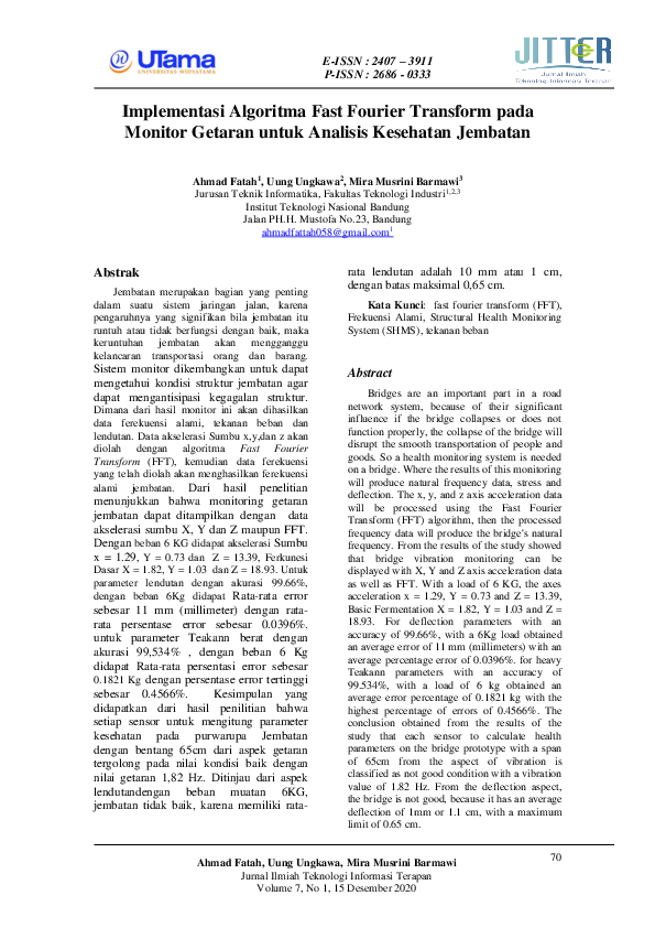 (PDF) Implementasi Algoritma Fast Fourier Transform Pada Monitor Getaran Untuk Analisis ...