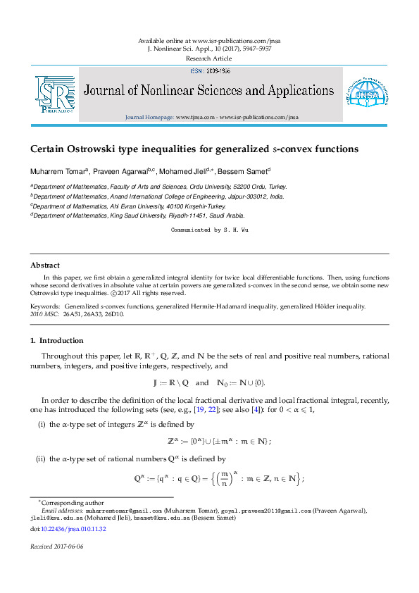 (PDF) Certain Ostrowski type inequalities for generalized s-convex functions