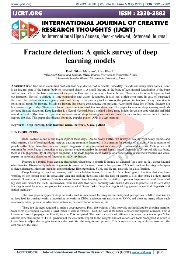 Pdf Fracture Detection A Quick Survey Of Deep Learning Models