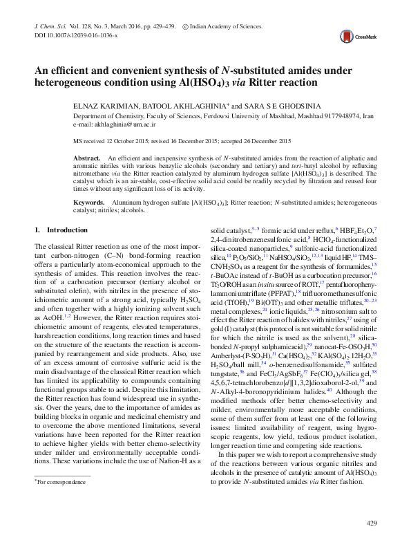 (PDF) An efficient and convenient synthesis of N-substituted amides ...