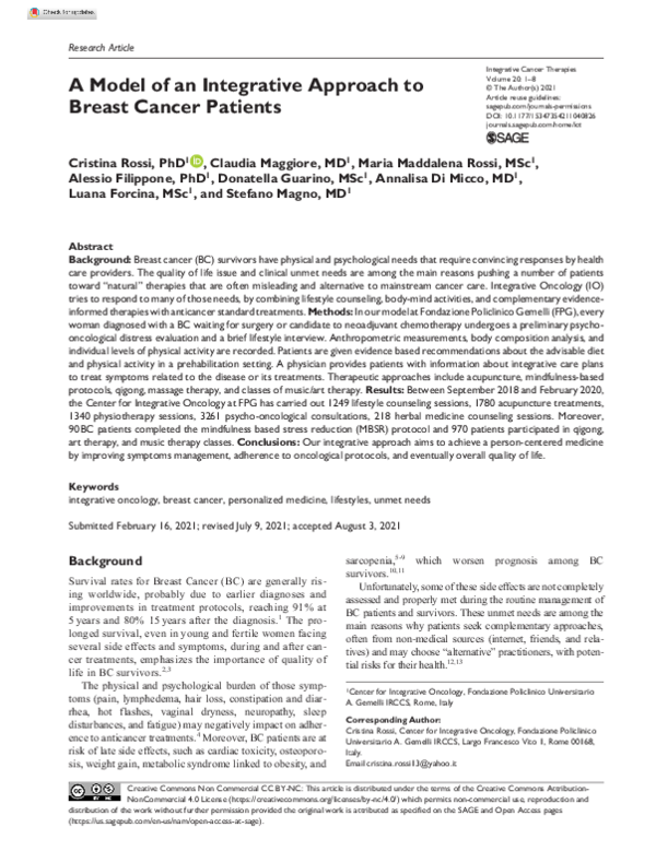 (PDF) A Model of an Integrative Approach to Breast Cancer Patients ...