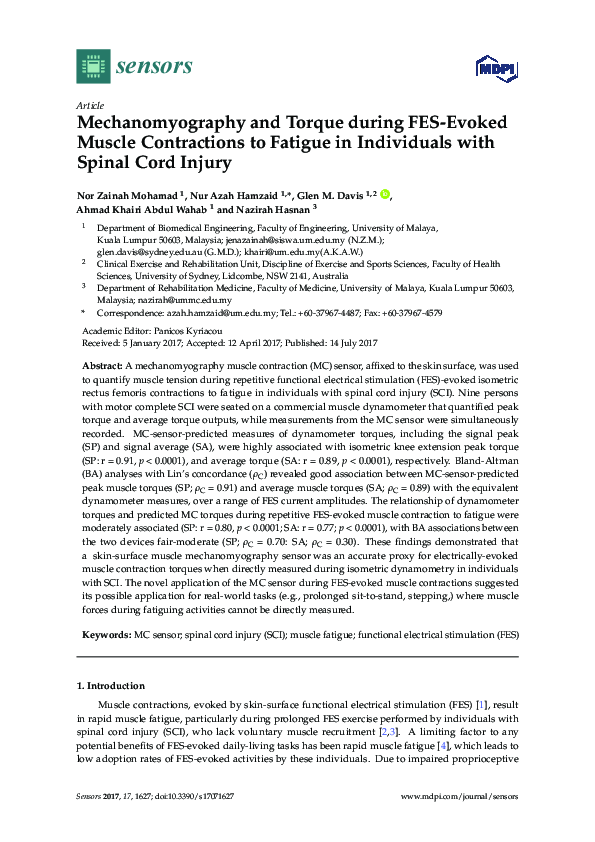 (PDF) Mechanomyography and Torque during FES-Evoked Muscle Contractions ...