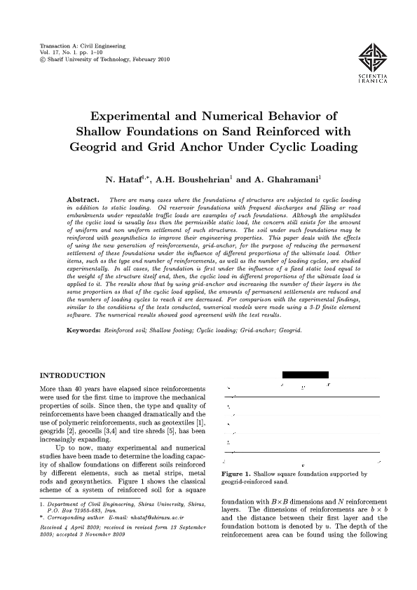 (PDF) Experimental and Numerical Behavior of Shallow Foundations on Sand Reinforced with Geogrid ...