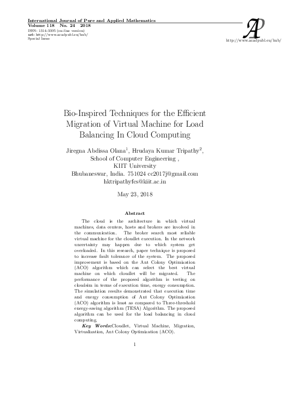 (PDF) Bio-Inspired Techniques for the Efficient Migration of Virtual Machine for Load Balancing ...