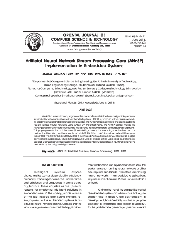 Pdf Annsp A Neural Network Processor For Embedded Systems