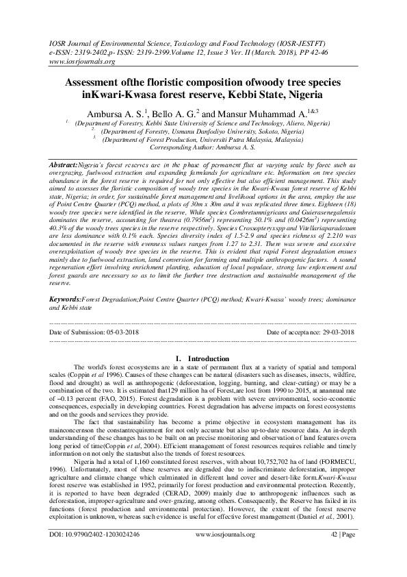 (PDF) Assessment ofthe floristic composition ofwoody tree species ...