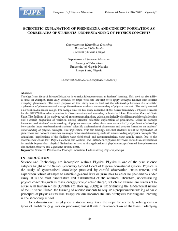 (PDF) Scientific Explanation of Phenomena and Concept Formation as ...
