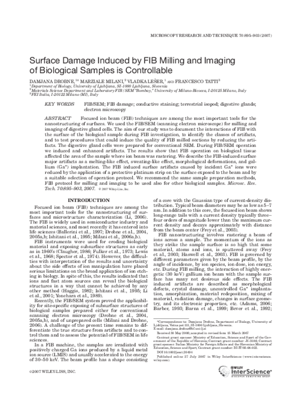 (PDF) Surface damage induced by FIB milling and imaging of biological ...