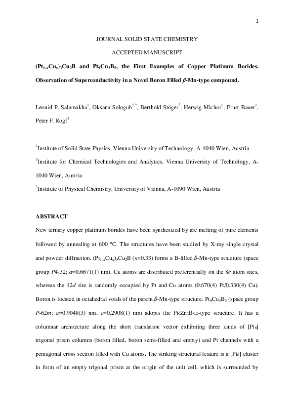 (PDF) (Pt1–xCux)3Cu2B and Pt9Cu3B5, the first examples of copper ...