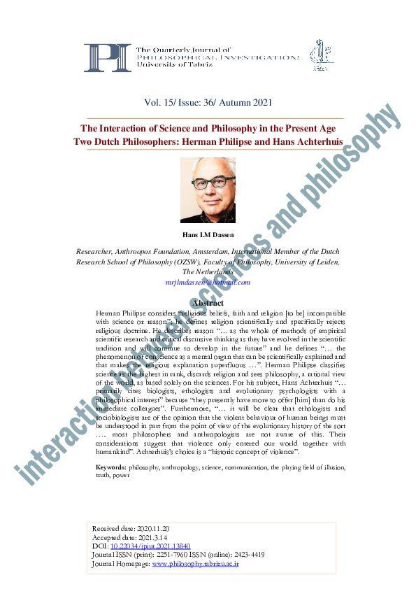 (PDF) The Interaction of Science and Philosophy in the Present Age Two ...