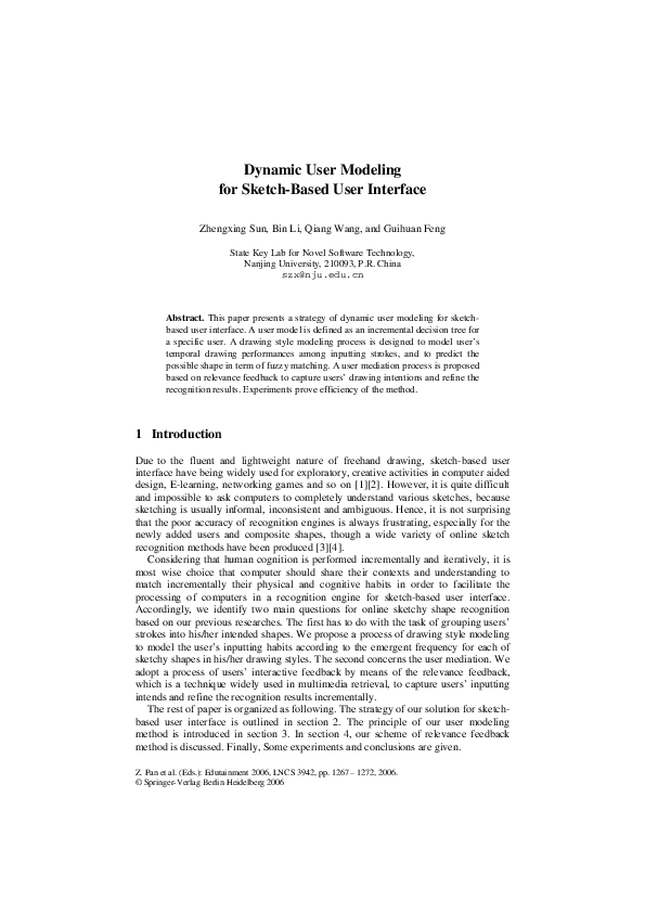 Pdf Dynamic User Modeling For Sketch Based User Interface