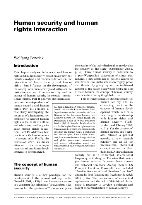 (PDF) Human security and human rights interaction