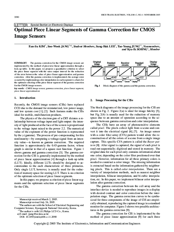 (PDF) Optimal Piece Linear Segments of Gamma Correction for CMOS Image ...