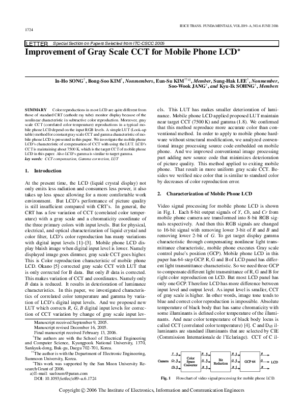 (PDF) Improvement of Gray Scale CCT for Mobile Phone LCD | Kyuik Sohng ...