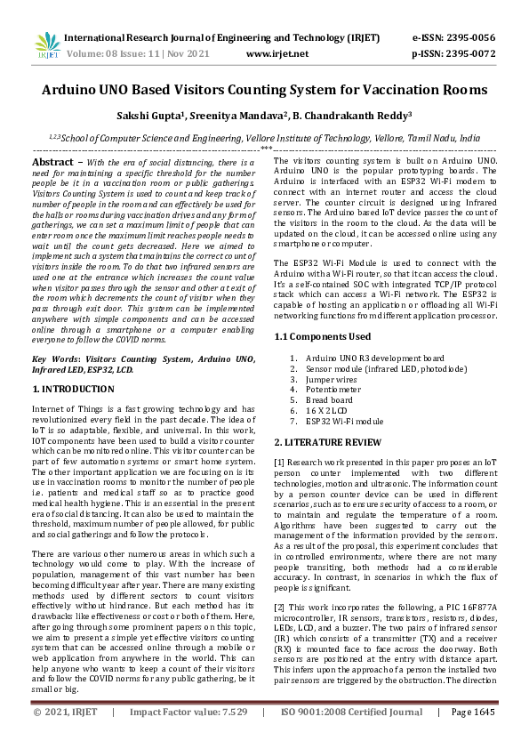 (PDF) IRJET- Arduino UNO Based Visitors Counting System for Vaccination ...