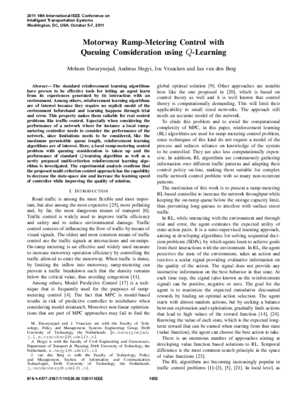 Pdf Motorway Ramp Metering Control With Queuing Consideration Using Q