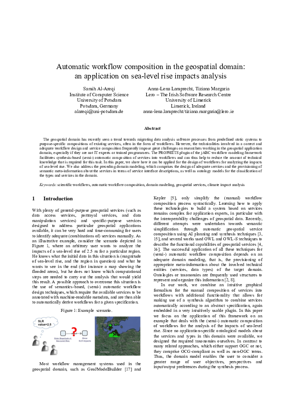 (PDF) Automatic workflow composition in the geospatial domain: an application on sea-level rise ...