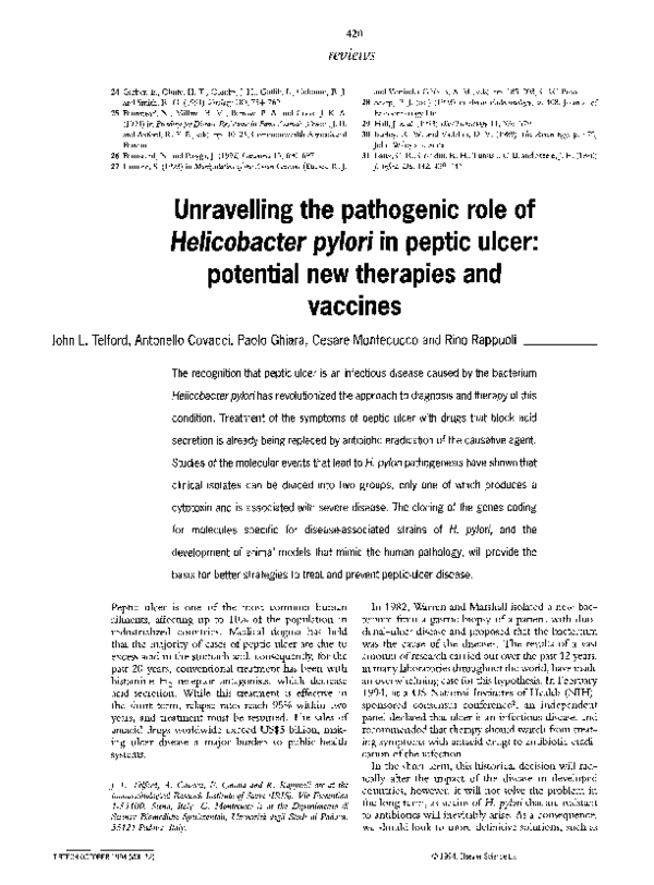 (PDF) Unravelling the Pathogenic Role of Helicobacter Pylori In Peptic ...