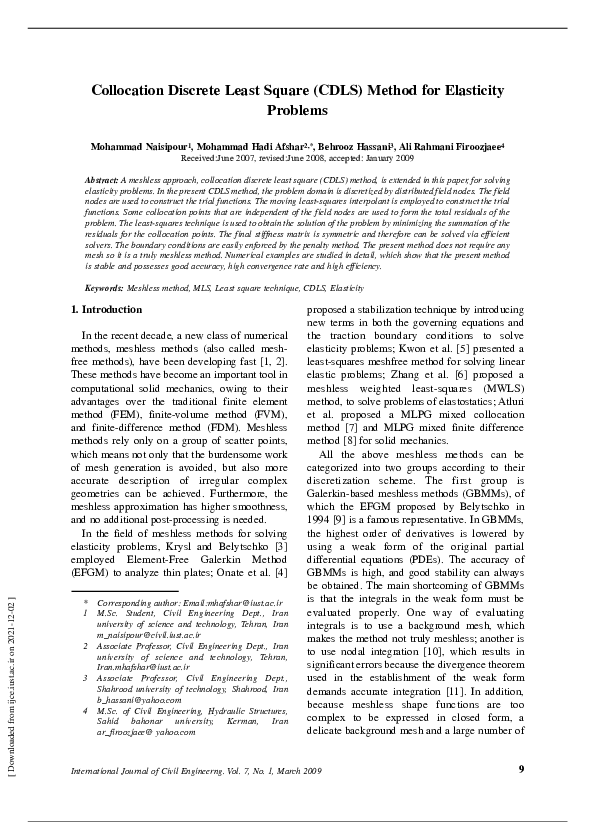 (PDF) Collocation Discrete Least Square (CDLS) Method for Elasticity Problems
