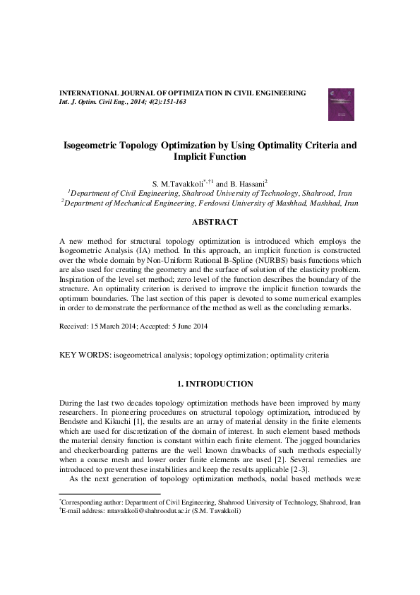 (PDF) Isogeometric Topology Optimization by Using Optimality Criteria ...