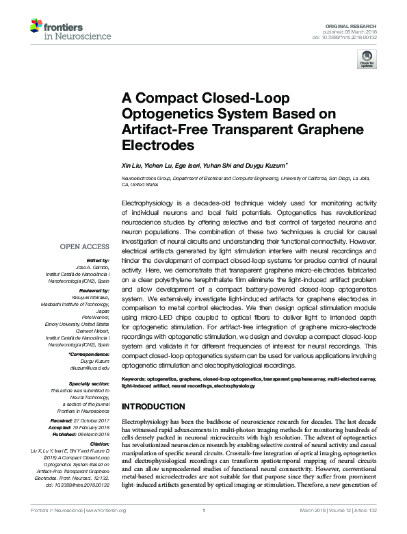 Pdf A Compact Closed Loop Optogenetics System Based On Artifact Free