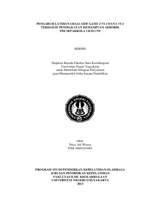 (PDF) Pengaruh Latihan Small Side Game 4 vs 4 Dan 6 vs 6 Terhadap ...